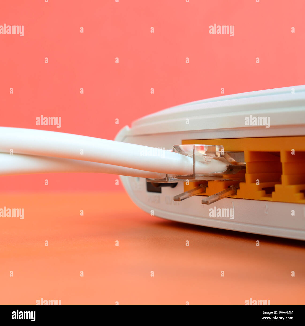 The Internet cable plugs are connected to the Internet router, which ...