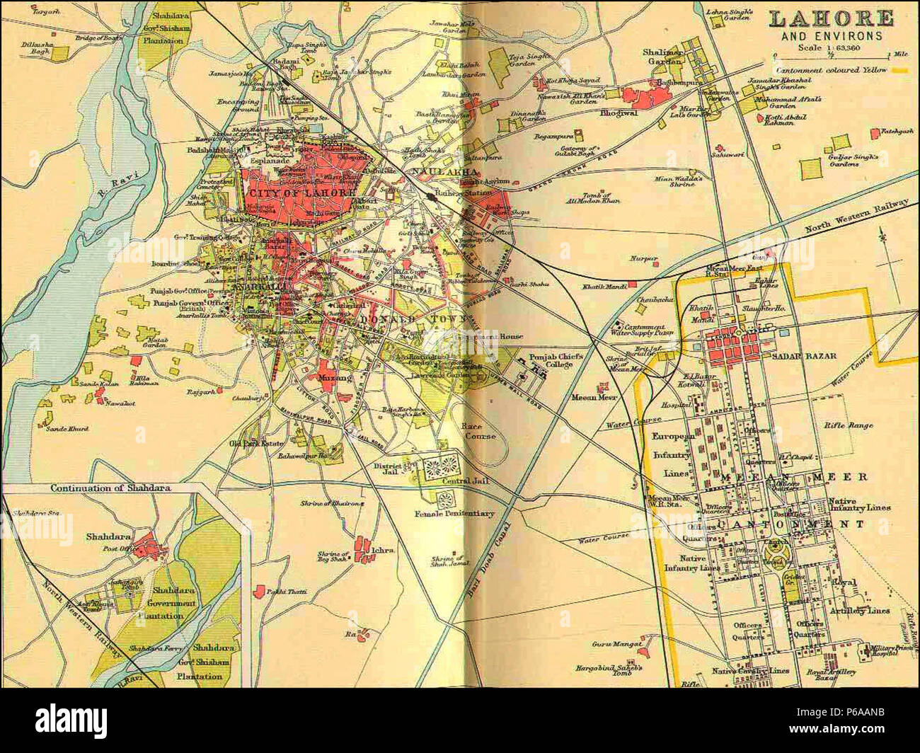 1893 Map of Lahore Stock Photo - Alamy