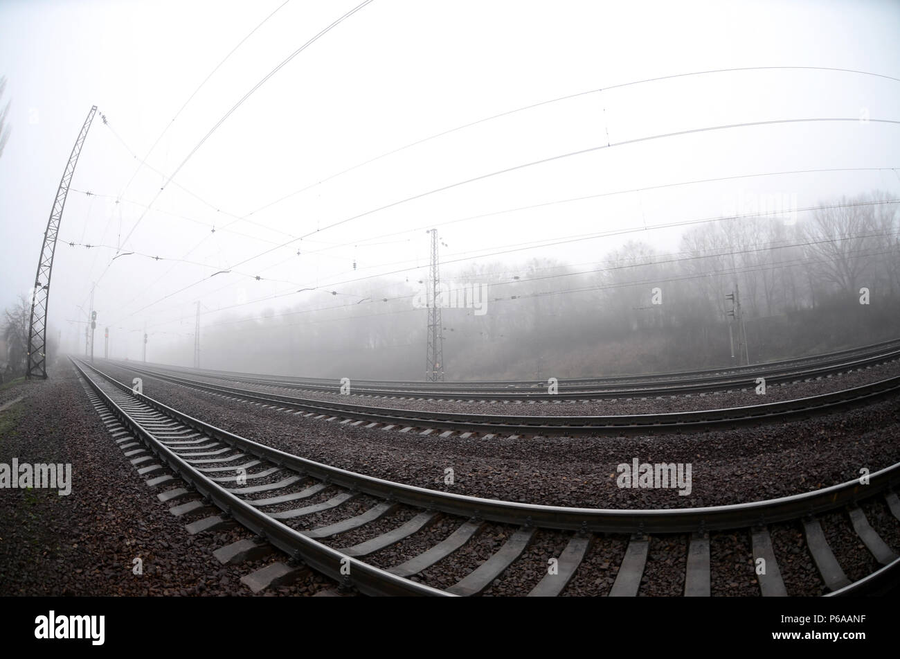 Abstract of railroad tracks in black and white hi-res stock photography ...