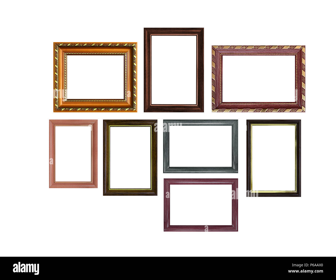 Set of empty picture frames with free space inside, isolated on white ...