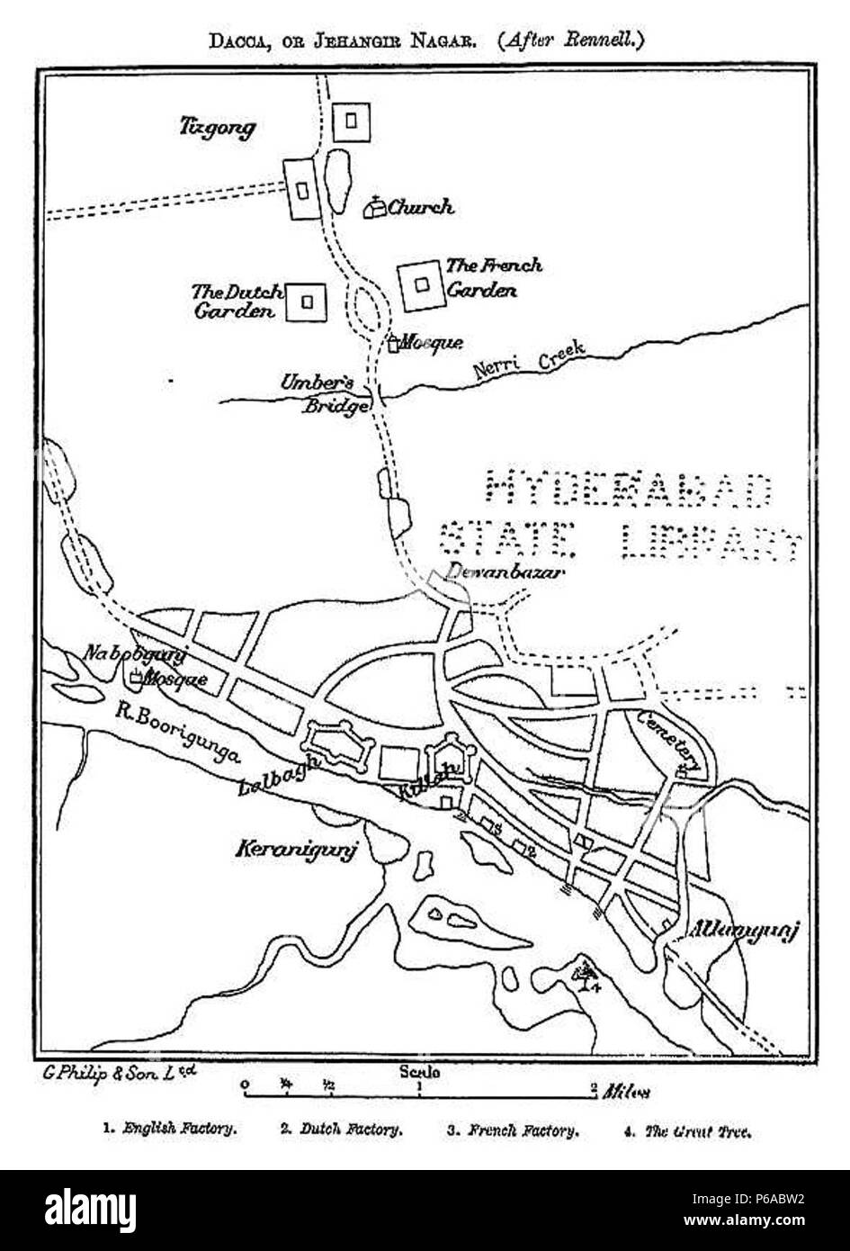 18th century map of Dhaka Stock Photo - Alamy