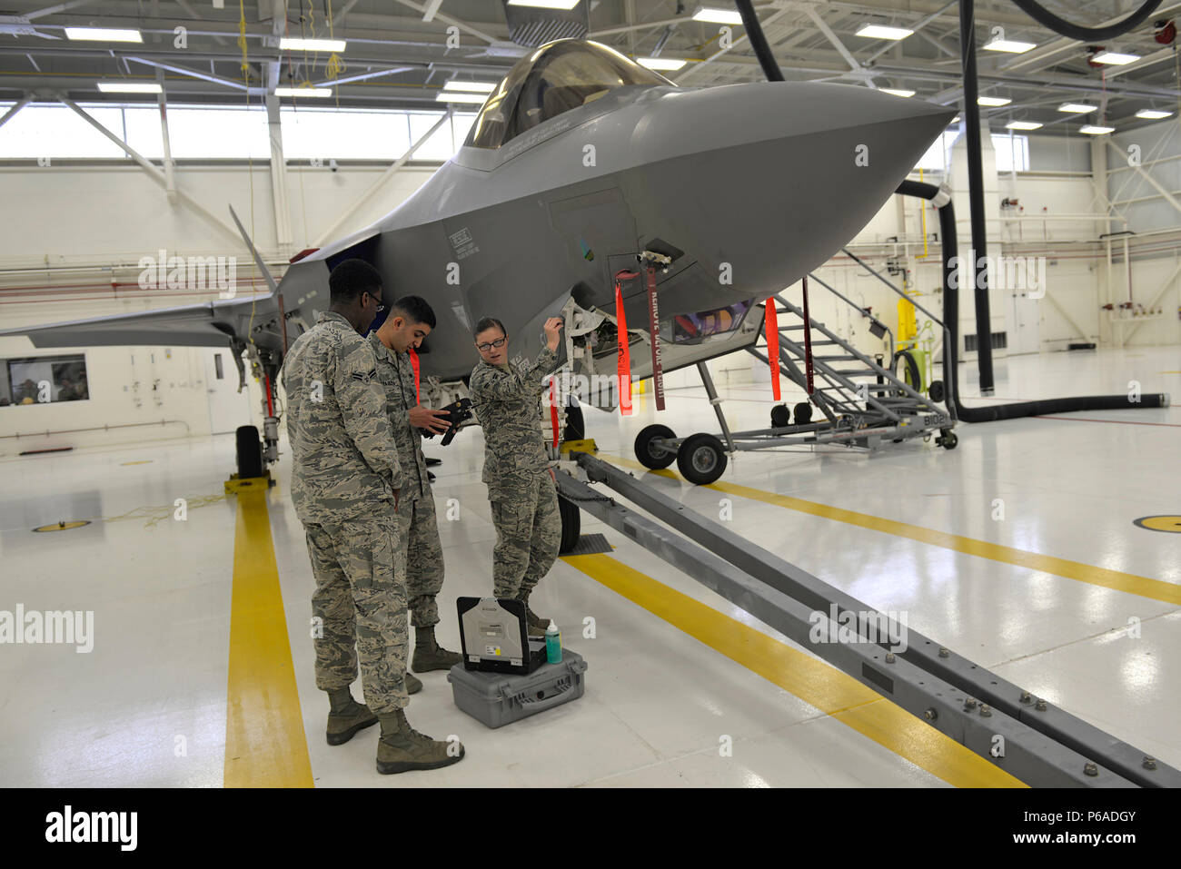 Nondestructive inspection Airmen inspect an F-35A Lightning II panel at ...