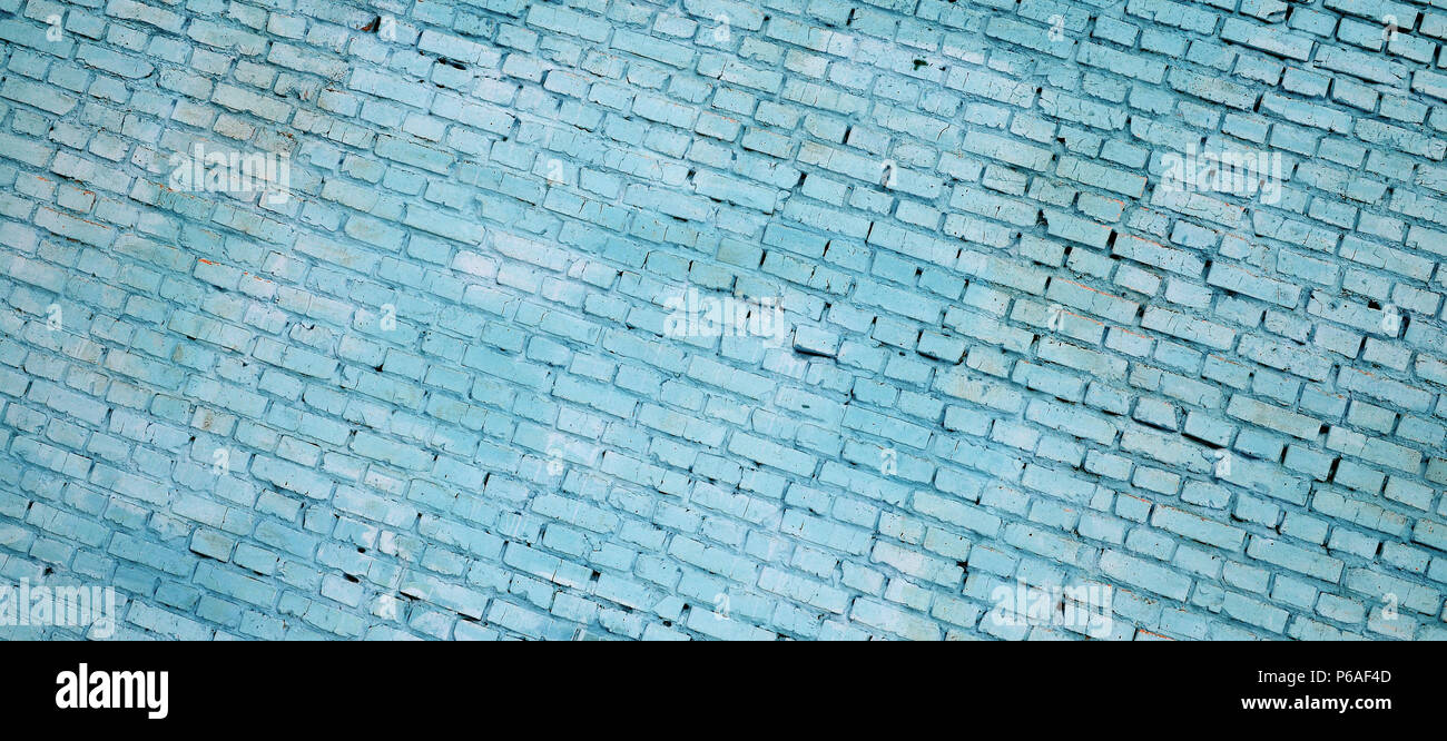 Square brick block wall background and texture. Painted in blue Stock ...