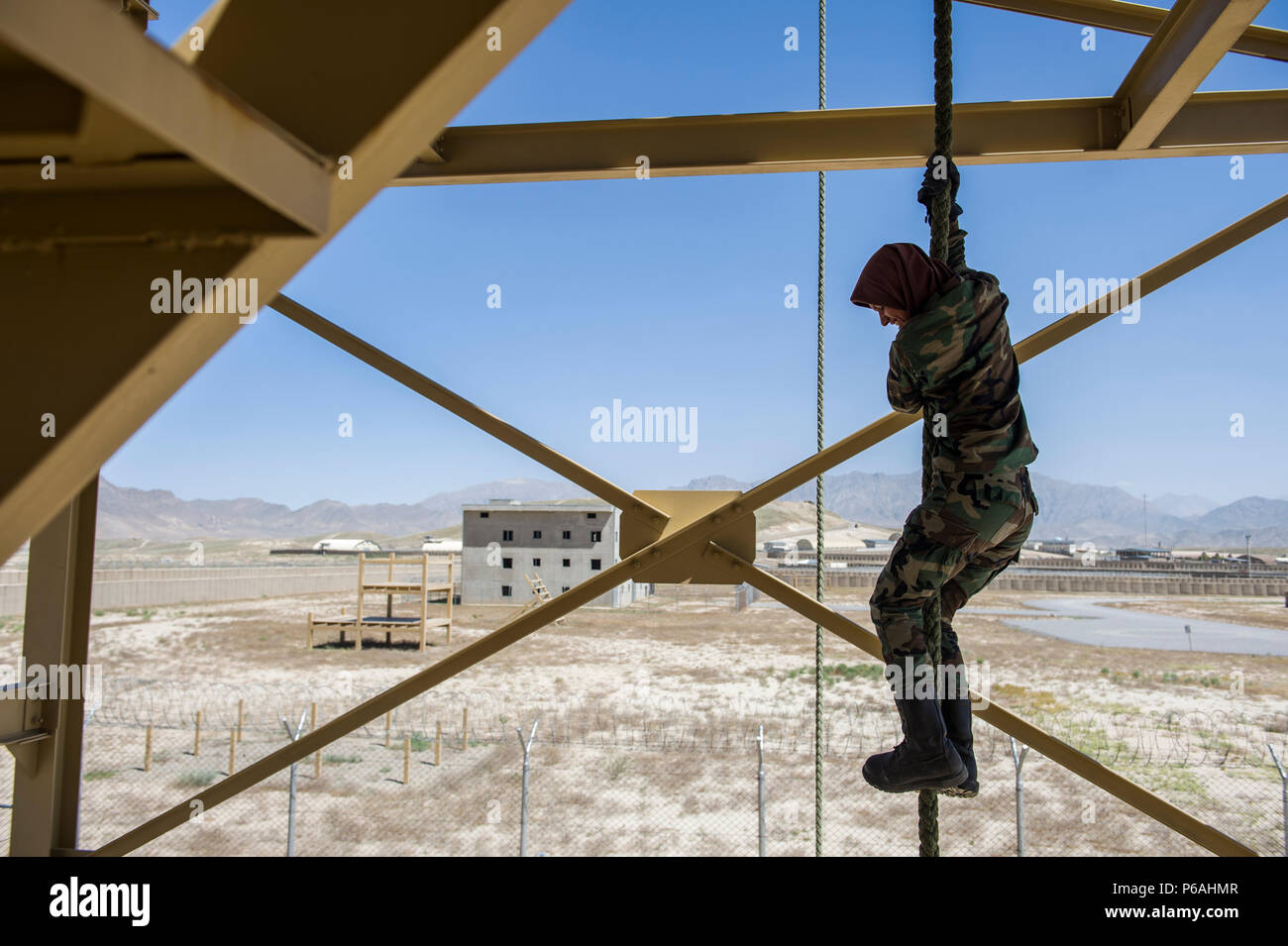 An Afghan Female Tactical Platoon member participates in fast roping ...