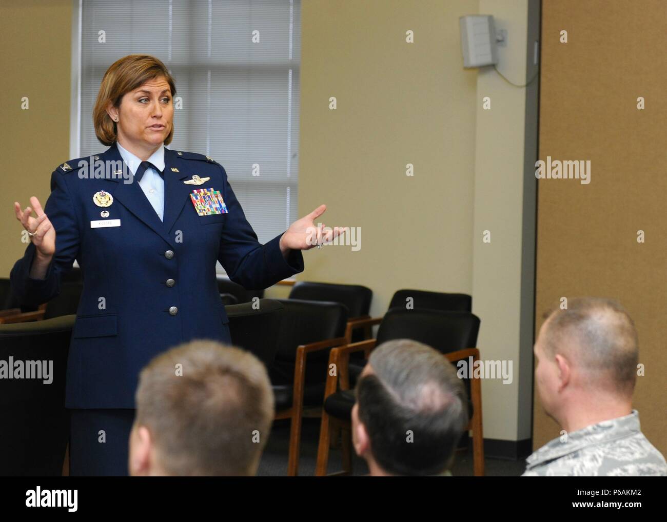 Col. Michelle L. Kilgore, 174th Operations Group Commander, addresses ...