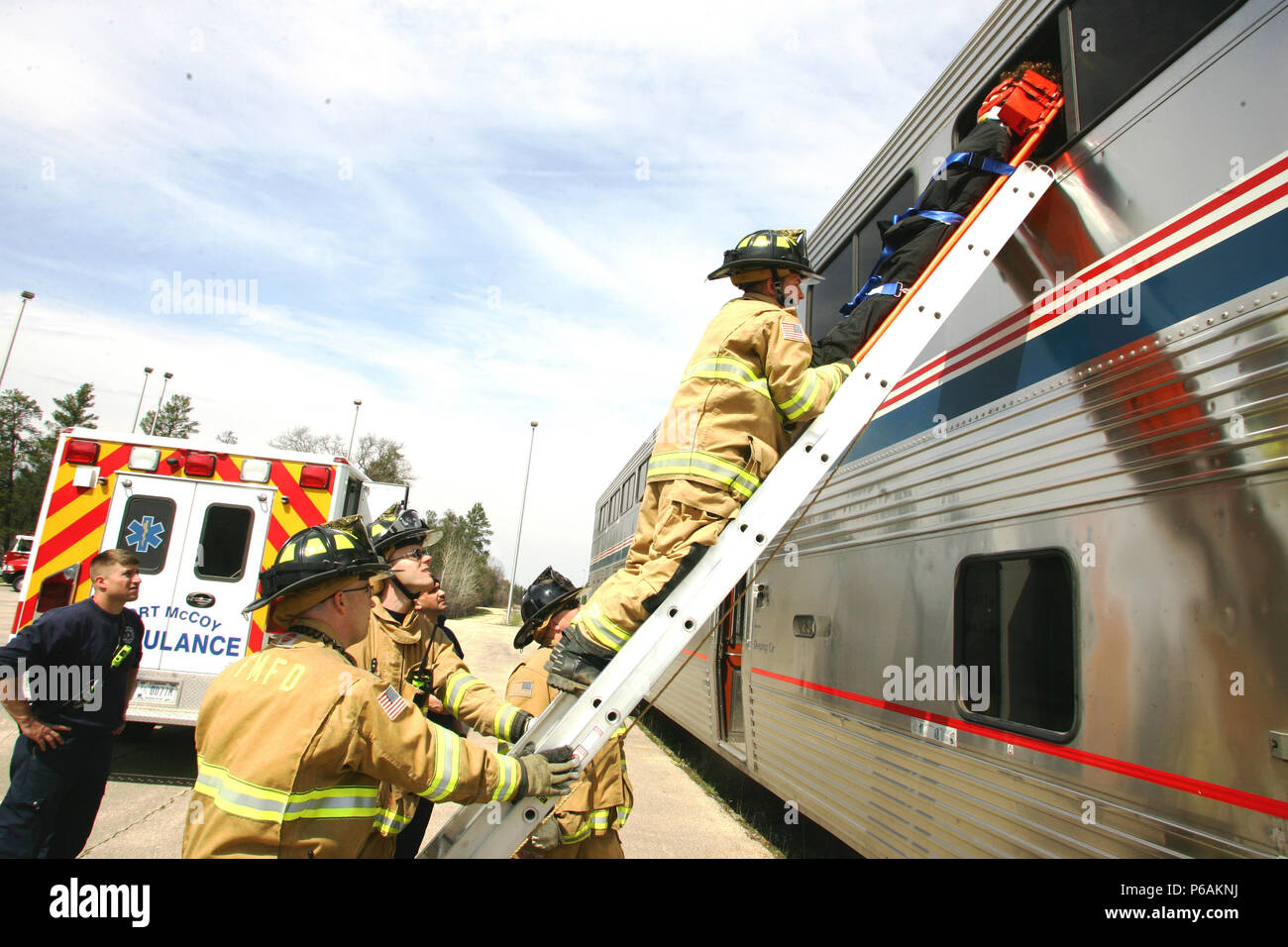Personnel with the Directorate of Emergency Services Fire Department ...