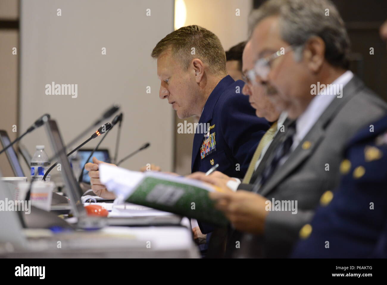 Capt. Jason Neubauer, center, the presiding officer over the S.S. El ...