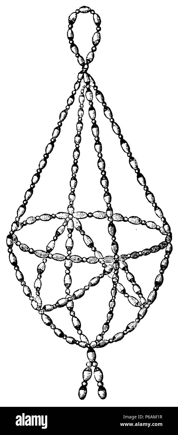 Hanging flower from threaded acorns, 1880 Stock Photo - Alamy