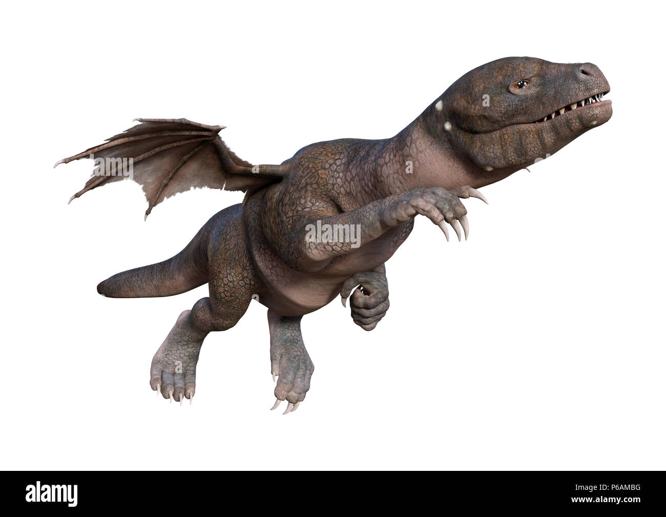 3D rendering of a fantasy hatchling dragon isolated on white background ...