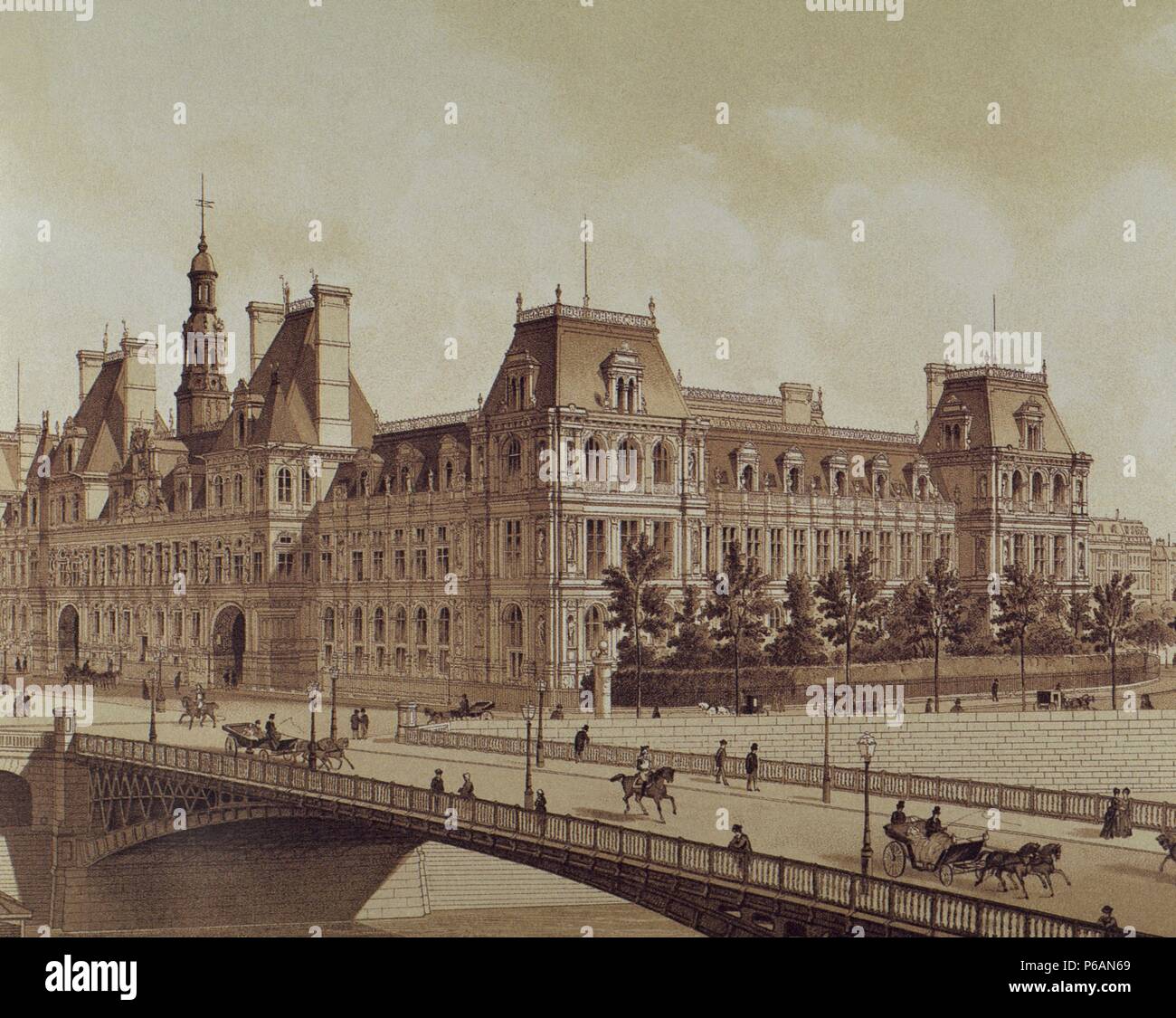 France. Paris. The Hotel de Ville, the building housing the city's ...