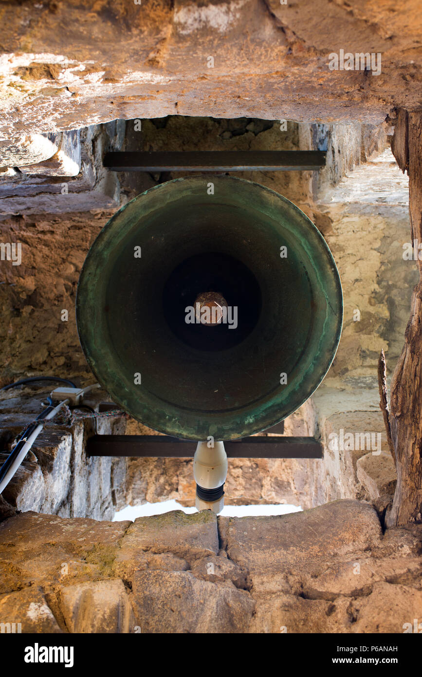 seen from below the bell tower and the bell Stock Photo - Alamy