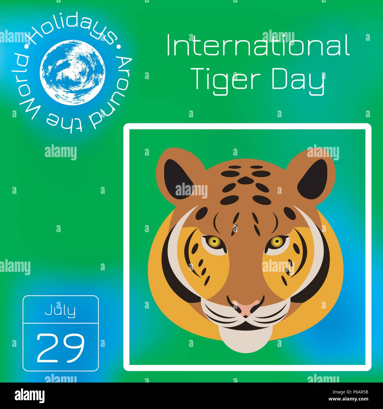 International Tiger Day. July 29. Wild mammal is an animal. Cartoon ...