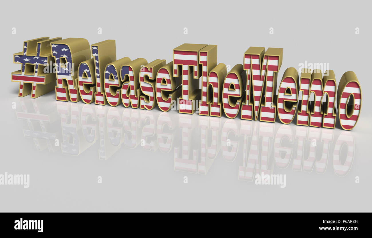3D Illustration. Hash tag Release the memo covered with the American ...
