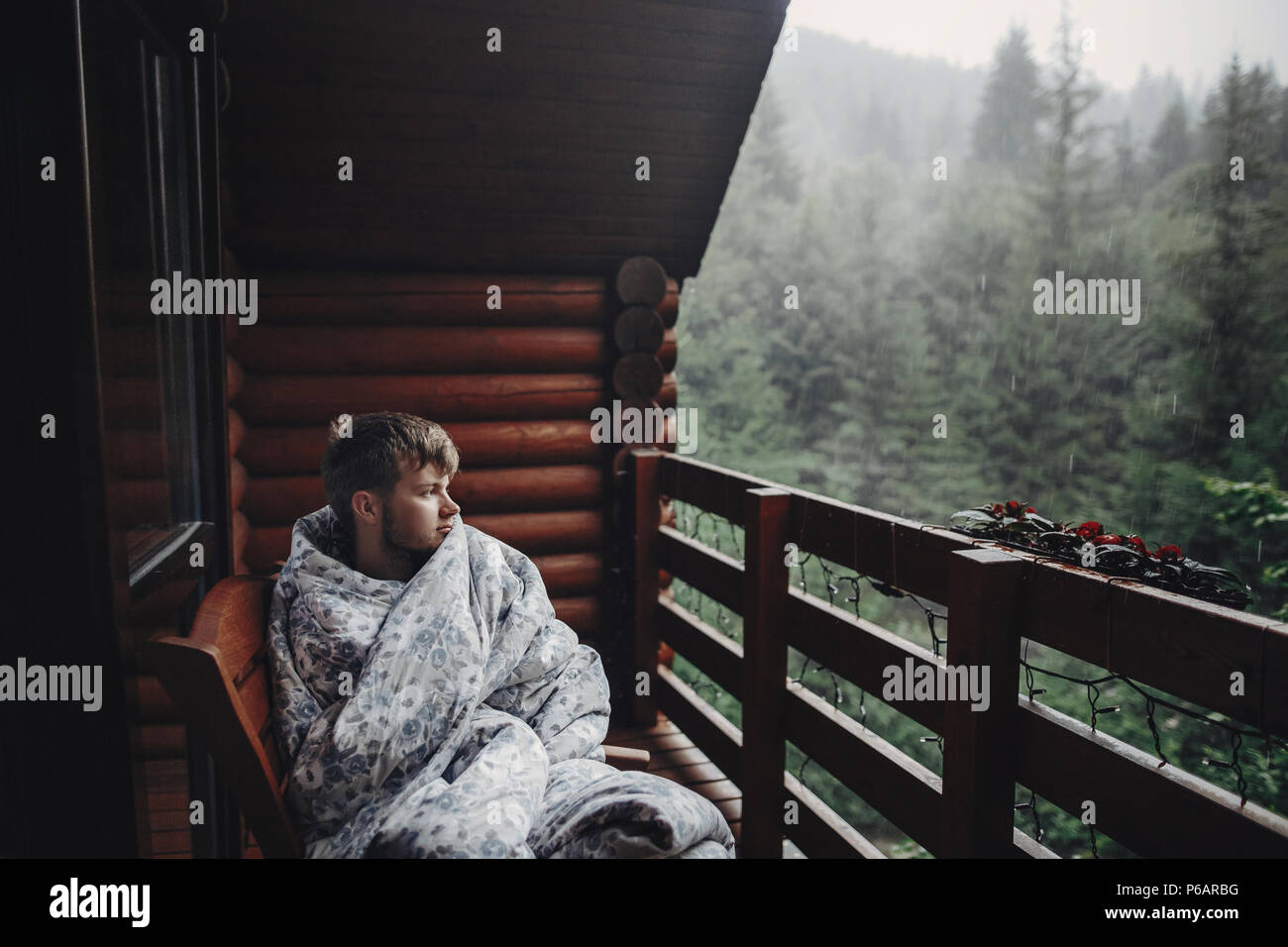 Cozy cabin cabin in woods hi-res stock photography and images - Alamy