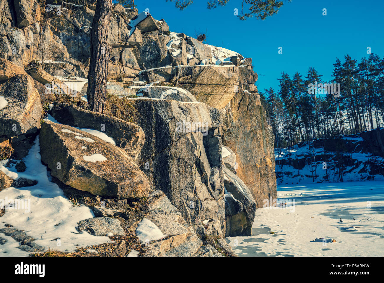 Stone quarry in winter hi-res stock photography and images - Alamy