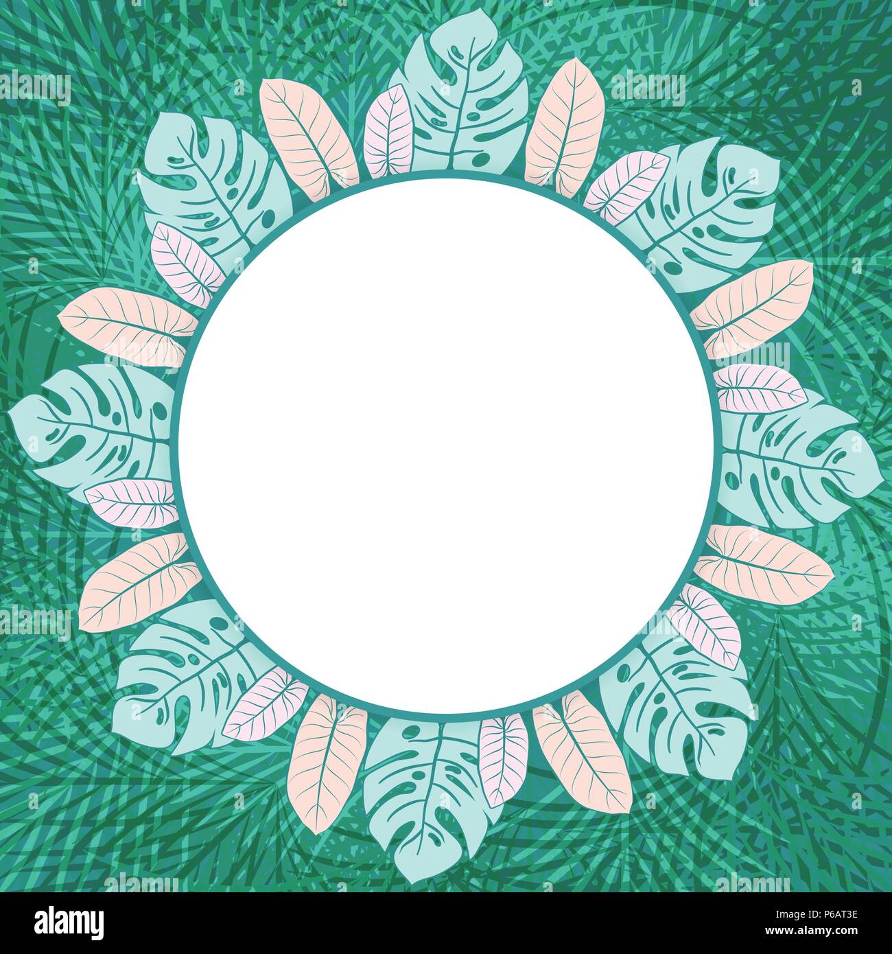 Fresh green tropical circle picture frame, stock vector Stock Vector ...