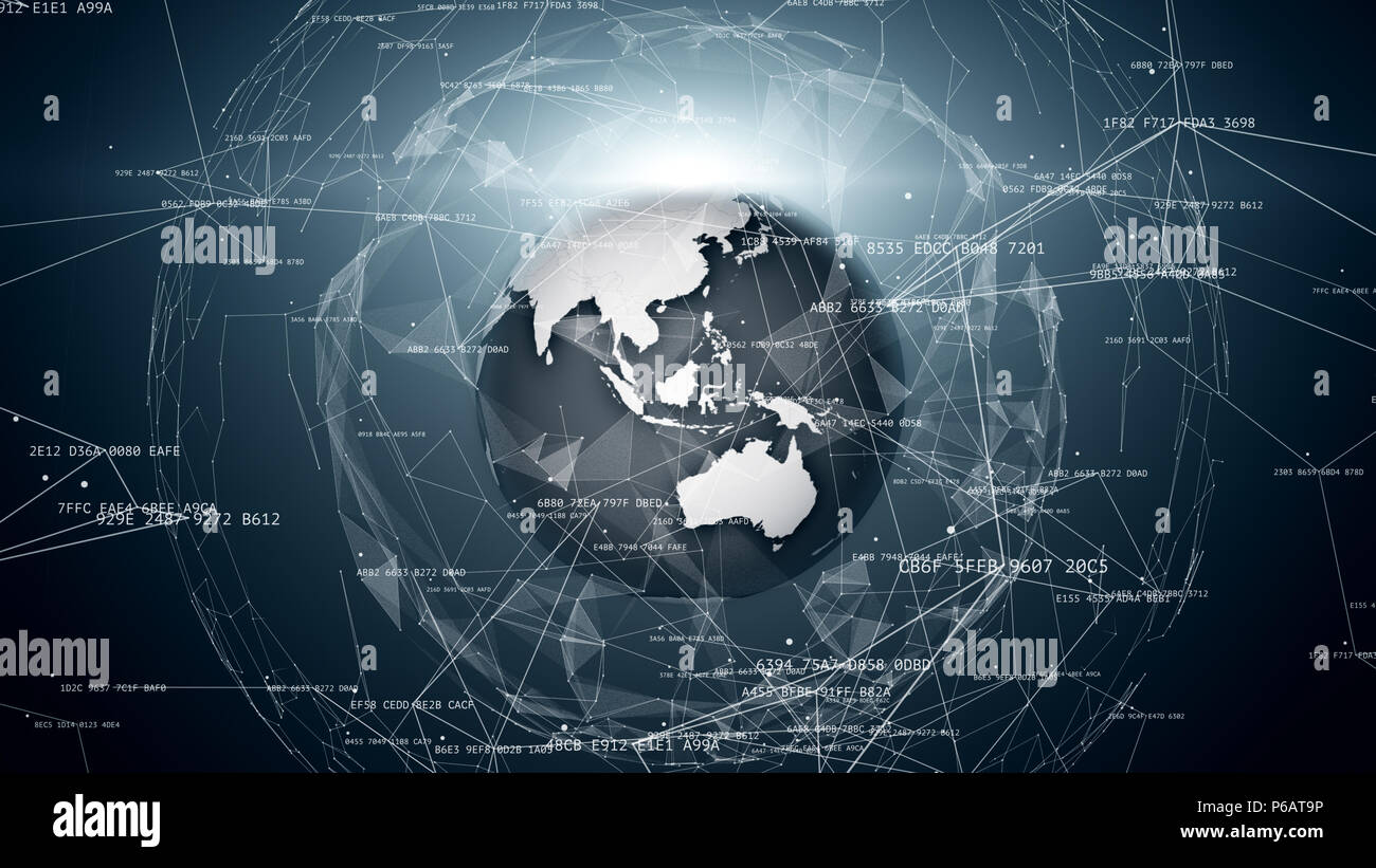Global network connections. connecting hashes around the world ...