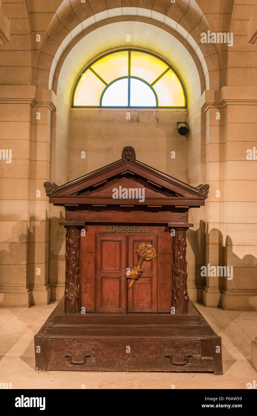 France, Paris 5th district, Pantheon, Rousseau's tombstone Stock Photo ...