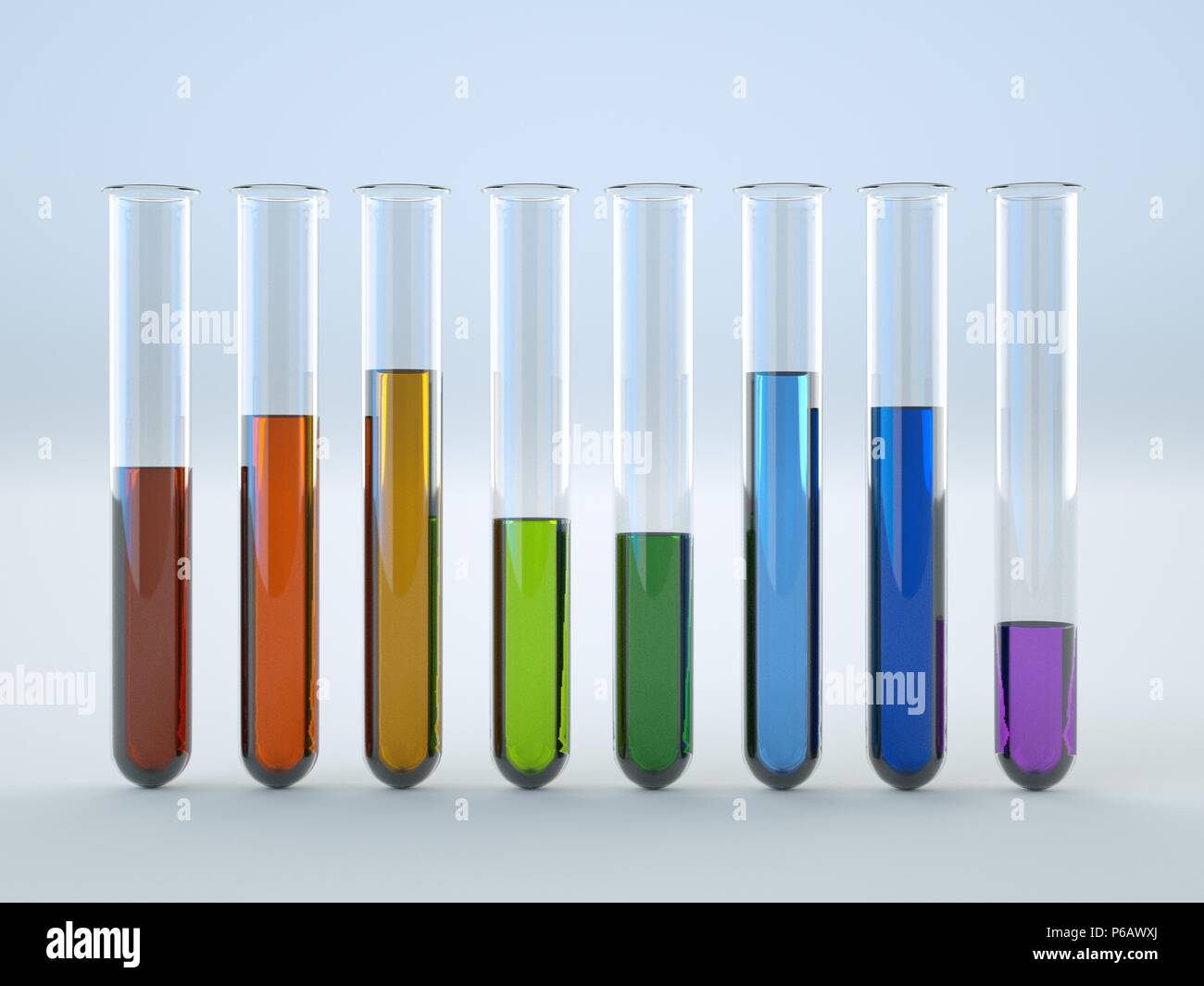 Colored liquids in test tubes on white background Stock Photo - Alamy