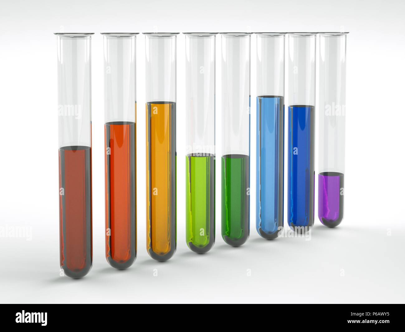 Colored liquids in test tubes on white background Stock Photo - Alamy