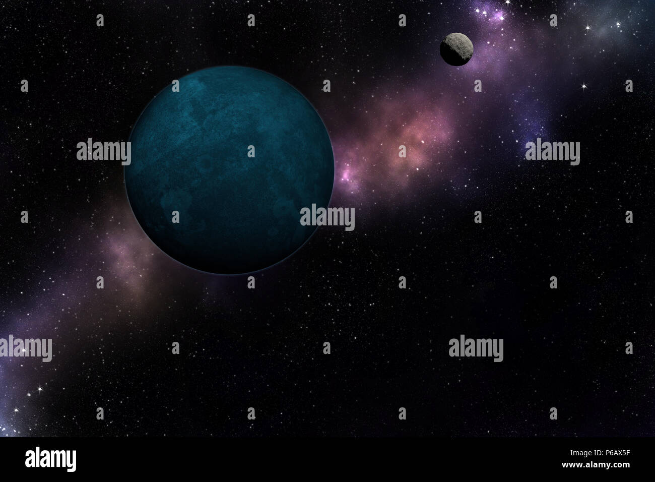 Unknown planet, stars and nebula in outer space. Space exploration ...