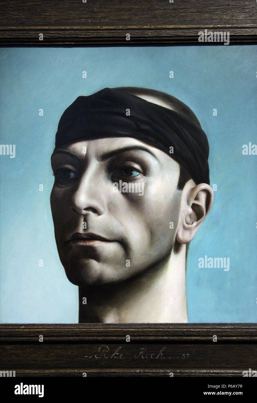 Pyke Koch (1901-1991). Dutch artist. Self portrait with black headband ...