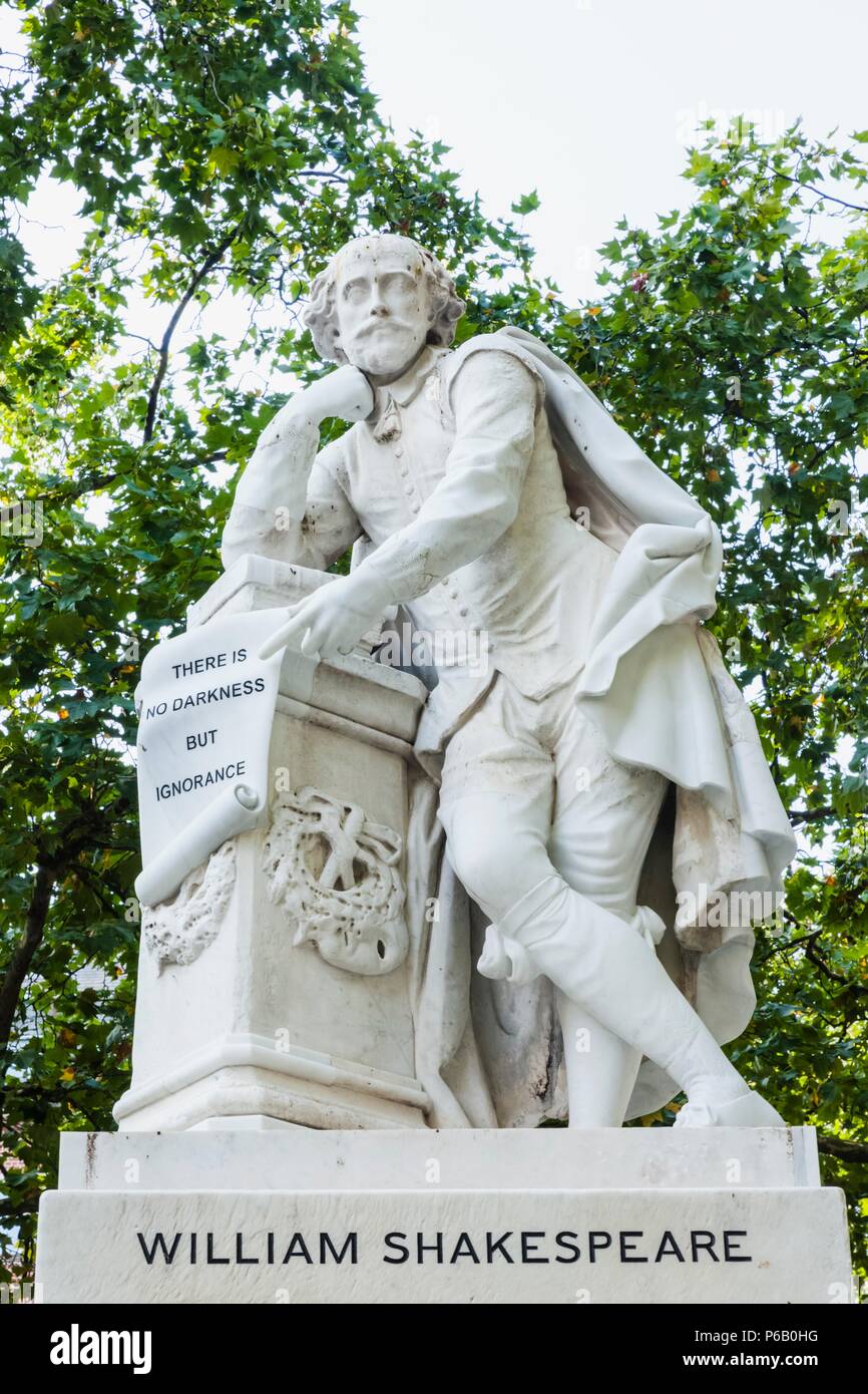 England, London, Soho, Leicester Square, Shakespeare Statue Stock Photo ...