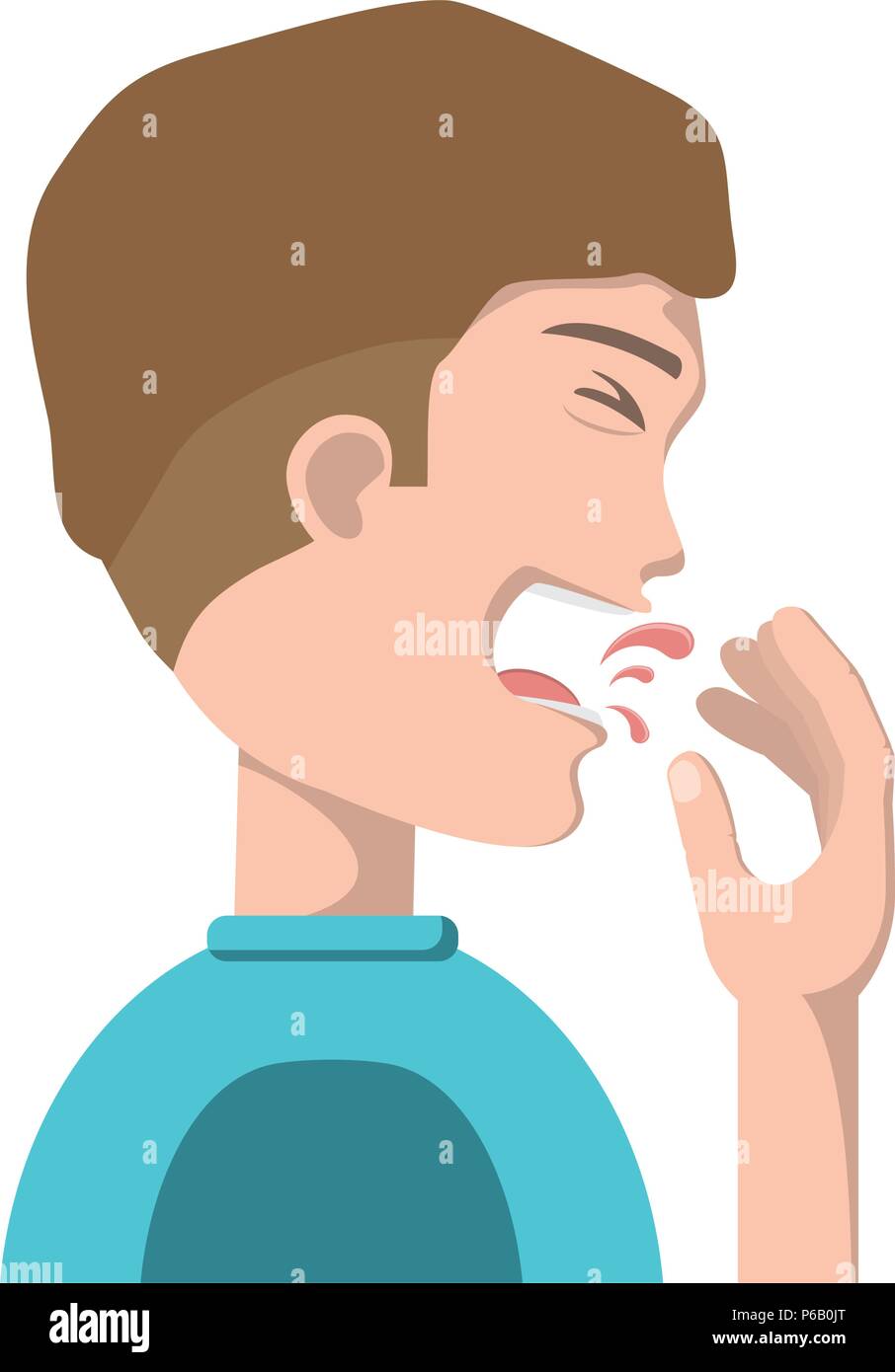 man with tuberculosis icon over white background, vector illustration ...