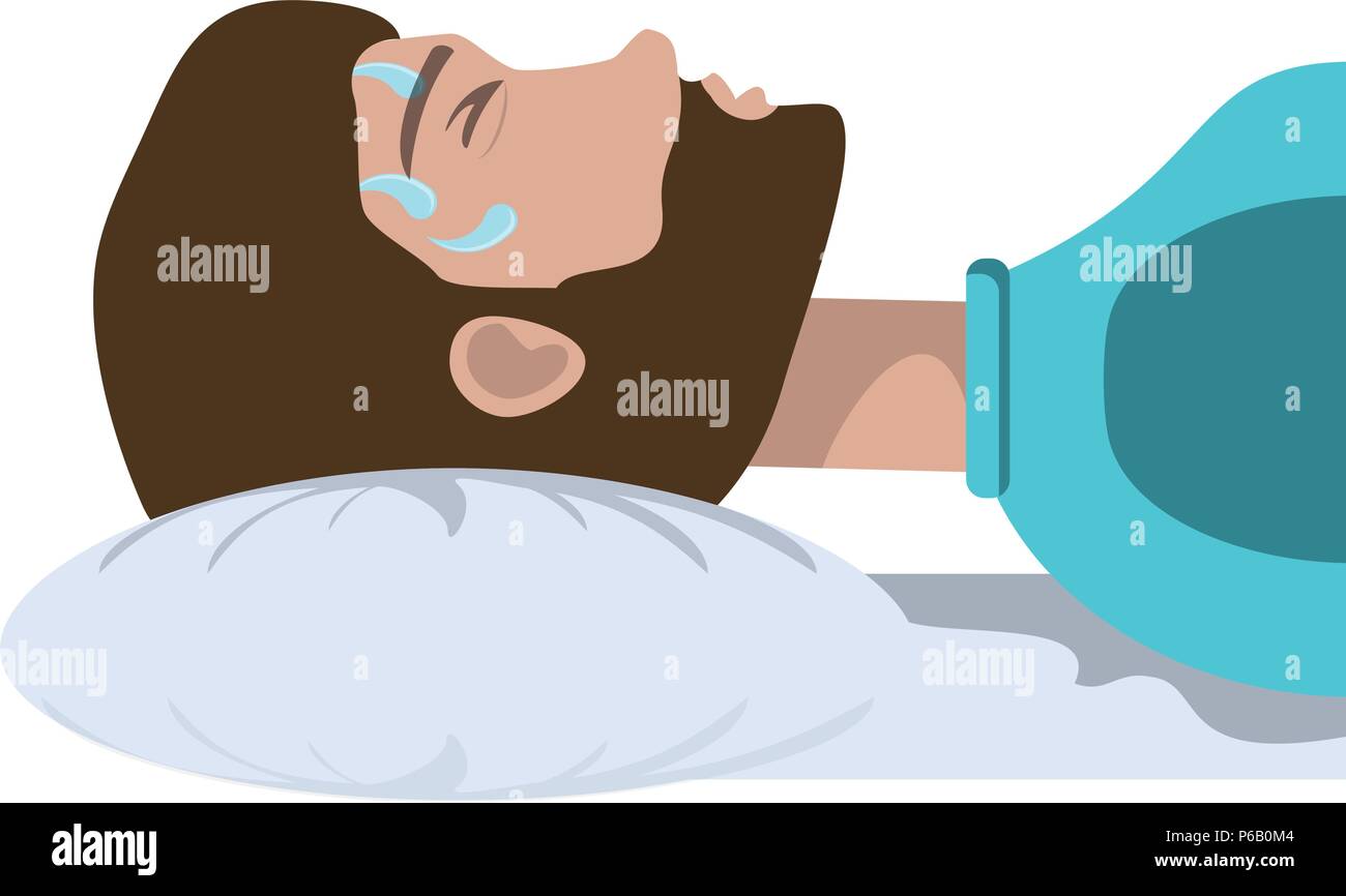 man lying with fever icon over white background, vector illustration ...