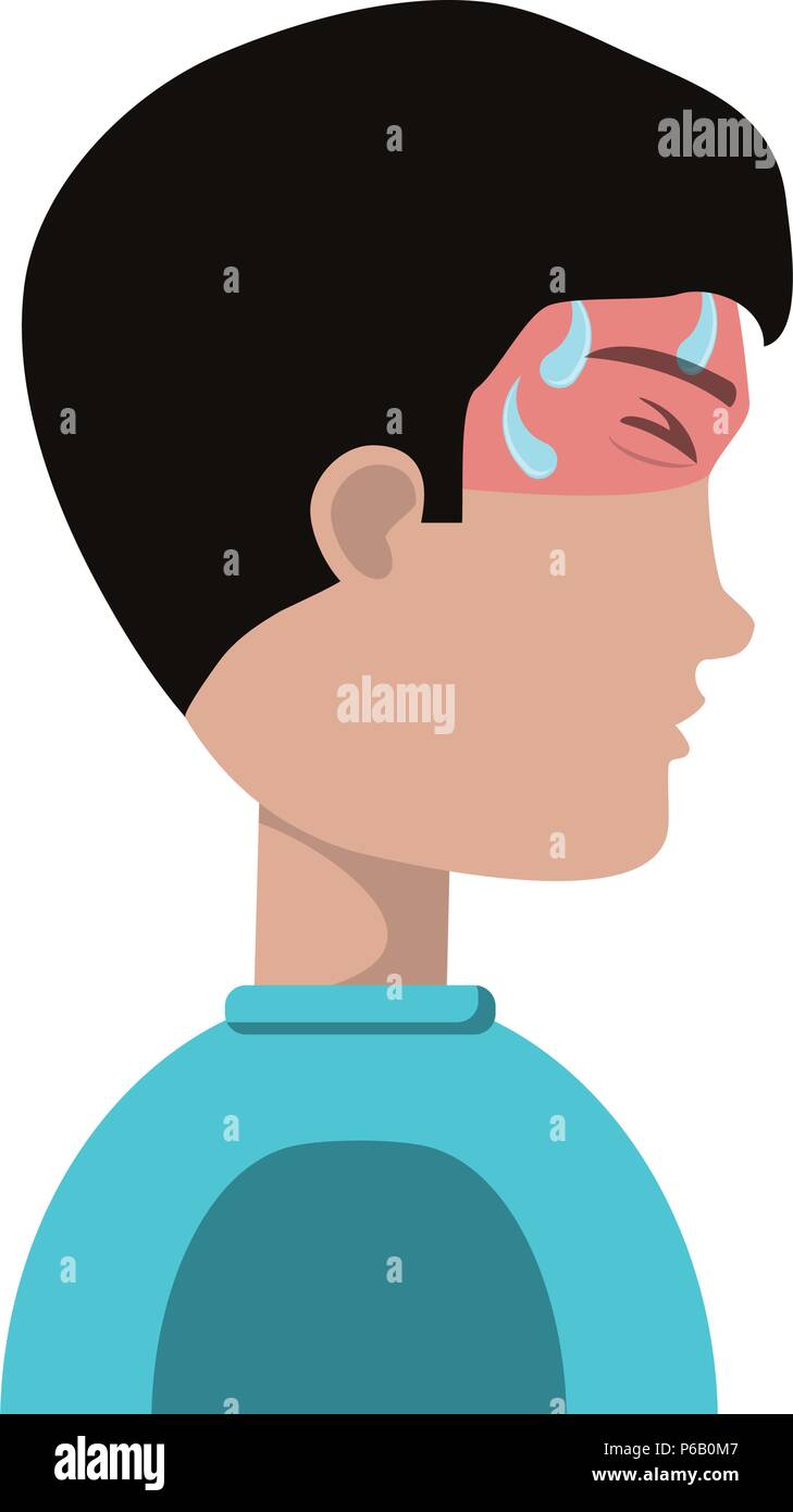 man with fever icon over white background, vector illustration Stock ...