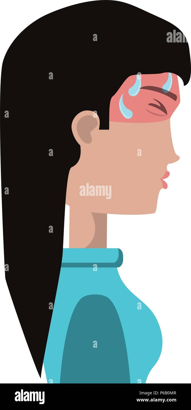 woman with fever icon over white background, vector illustration Stock ...