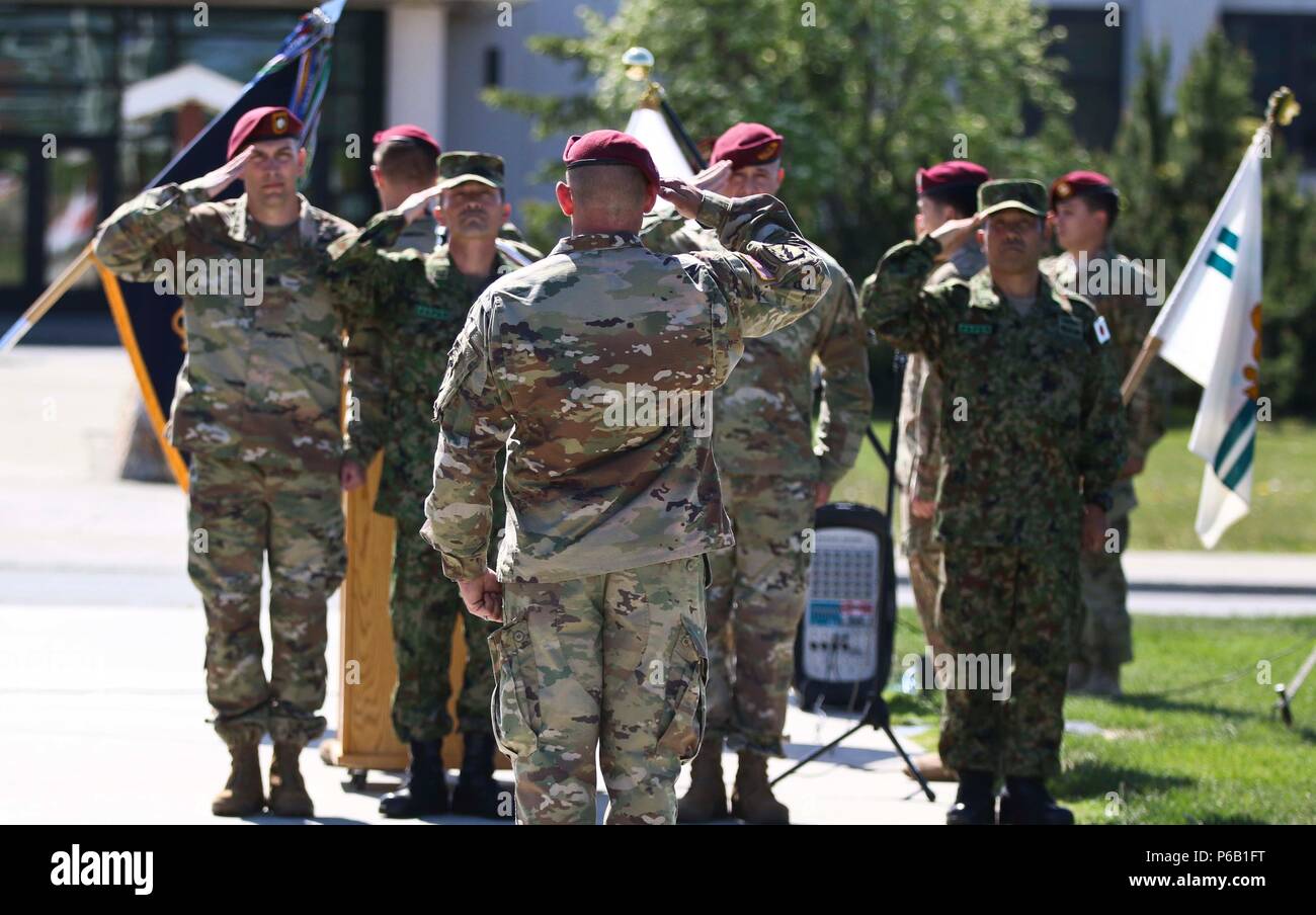 Lt. Col. Matthew Hardman (left), commanding officer of 3rd Battalion, 509th Parachute Infantry ...