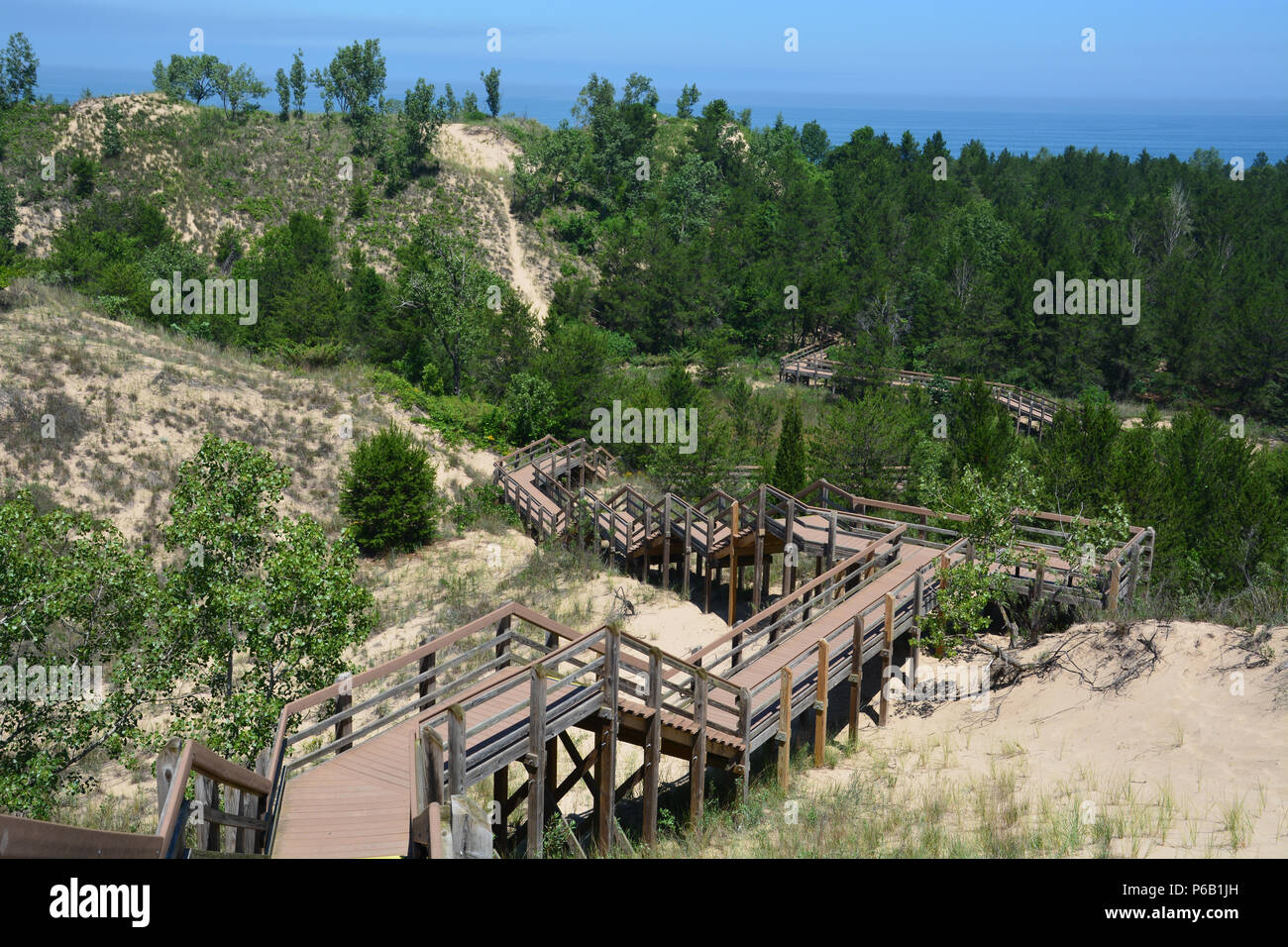 Boardwalk stairs leading to the overlook on the Dune Succession Trail ...