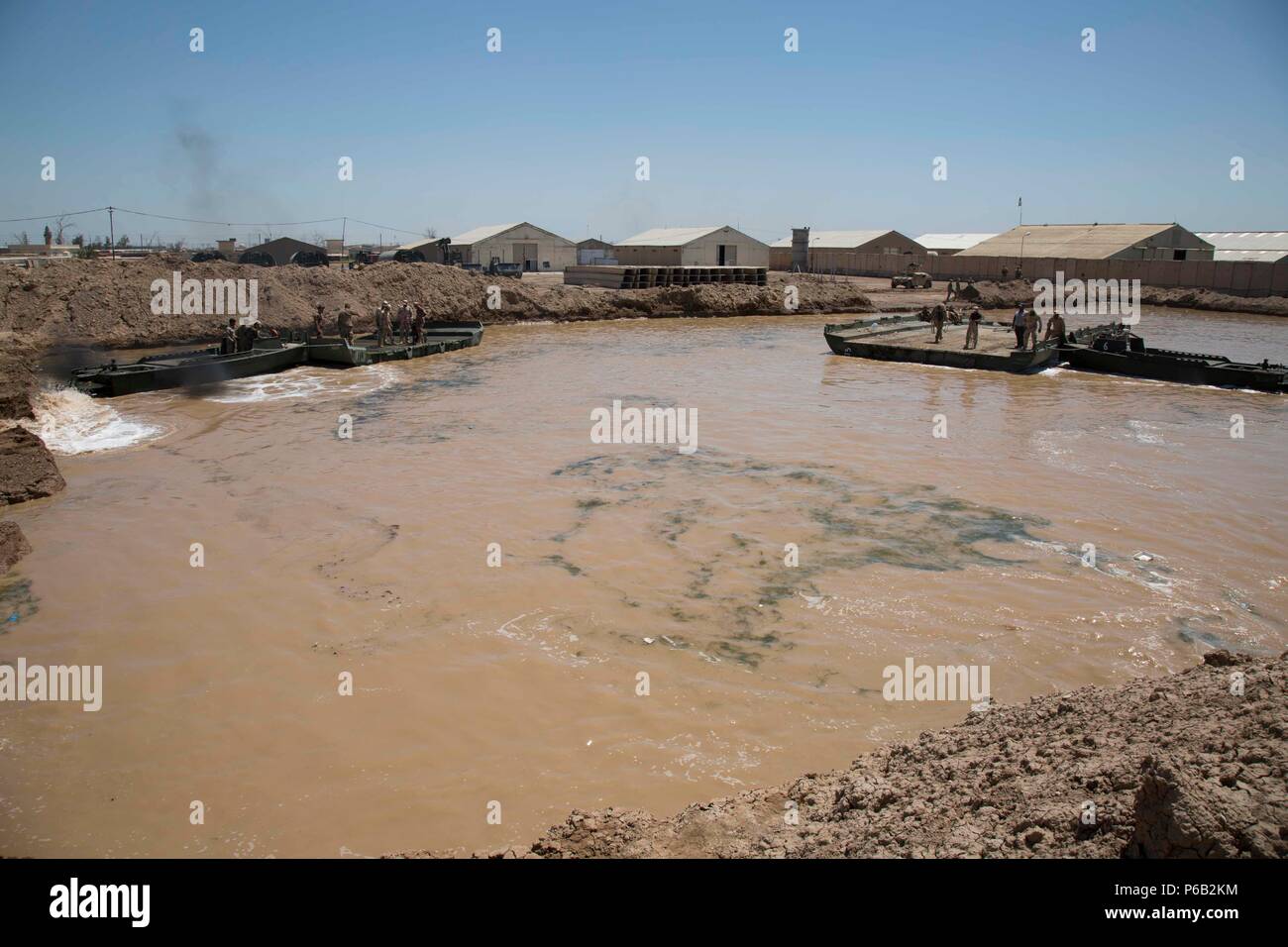 U.S. Army engineers assigned to the 502nd Multi-Role Bridge Company ...
