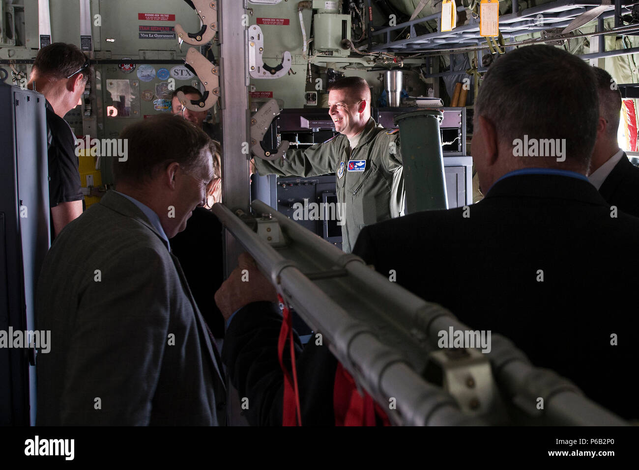 Col. Frank Amodeo, 403rd Wing commander, gives a tour of a WC-130J ...