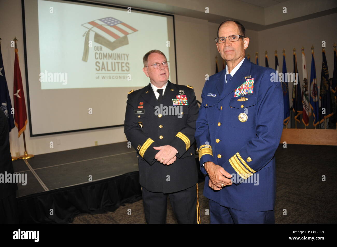 Retired U.S. Army Brigadier General John Hanley, left, chats with ...