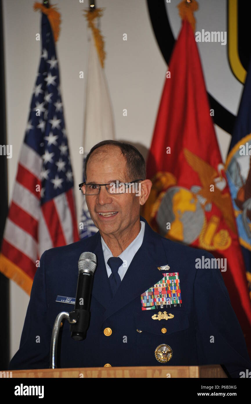 Retired U.S. Coast Guard Rear Admiral Steven Day speaks at a ceremony ...