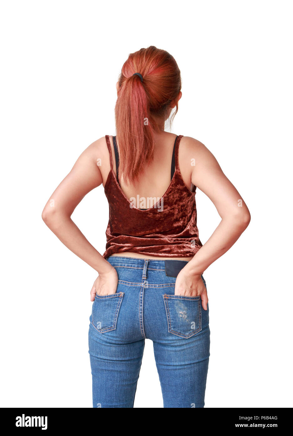 Full portrait woman behind view Cut Out Stock Images & Pictures - Alamy