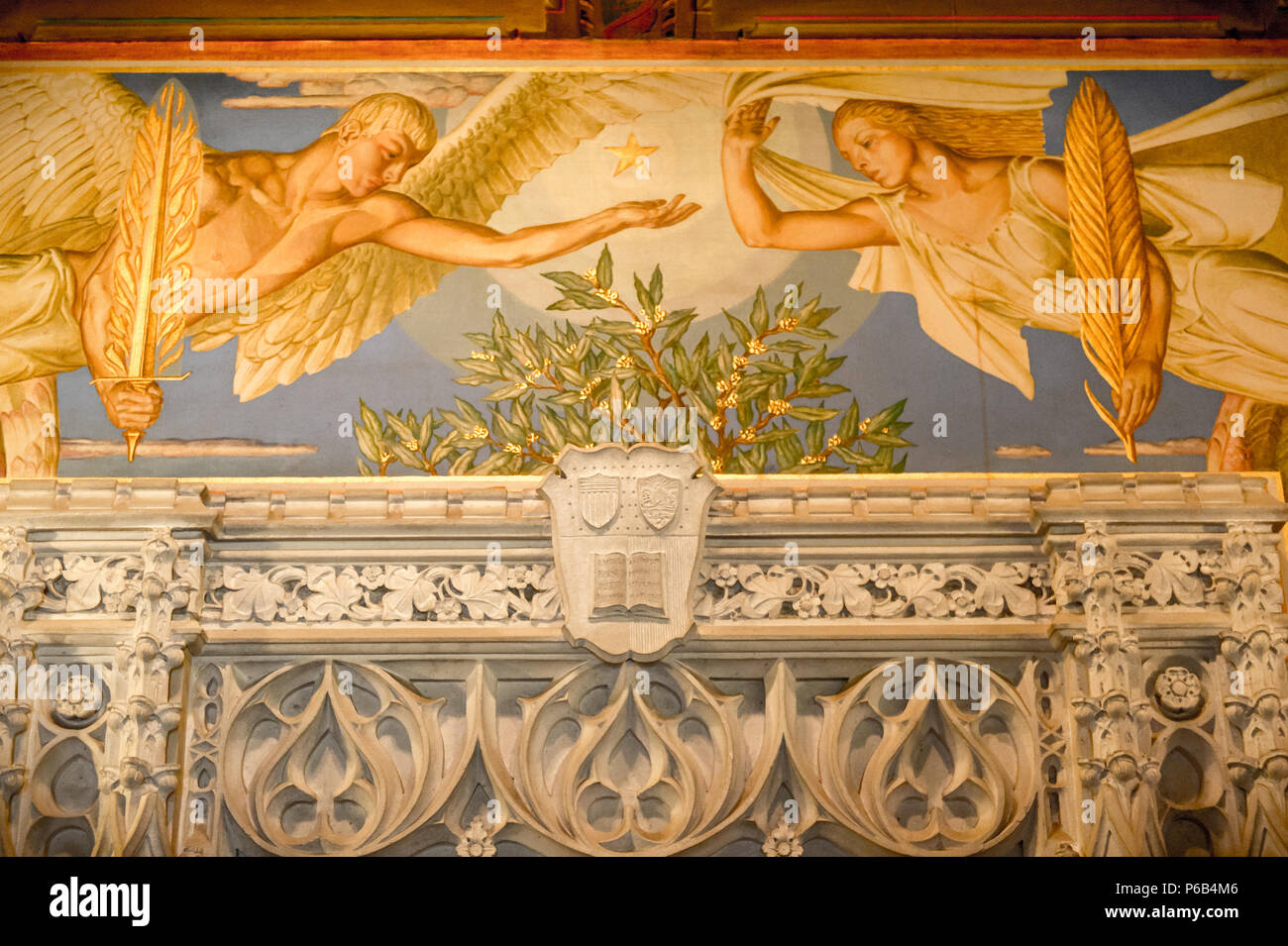 Mural inside the WWI Memorial Shrine at Lyon Hall which commemorates ...