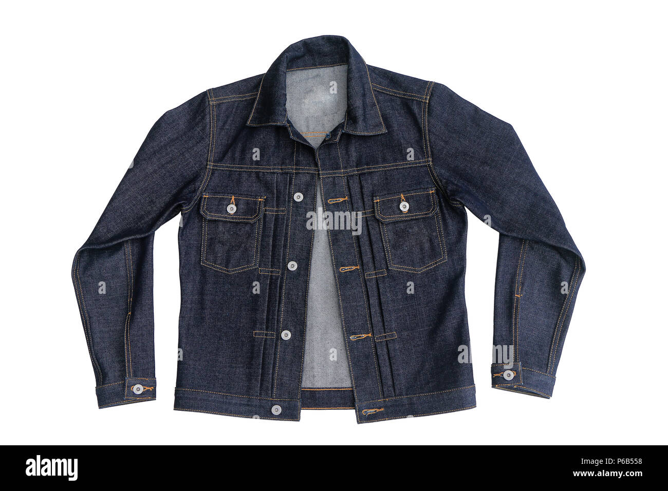 Close up jeans denim jacket isolated on white background Stock Photo ...