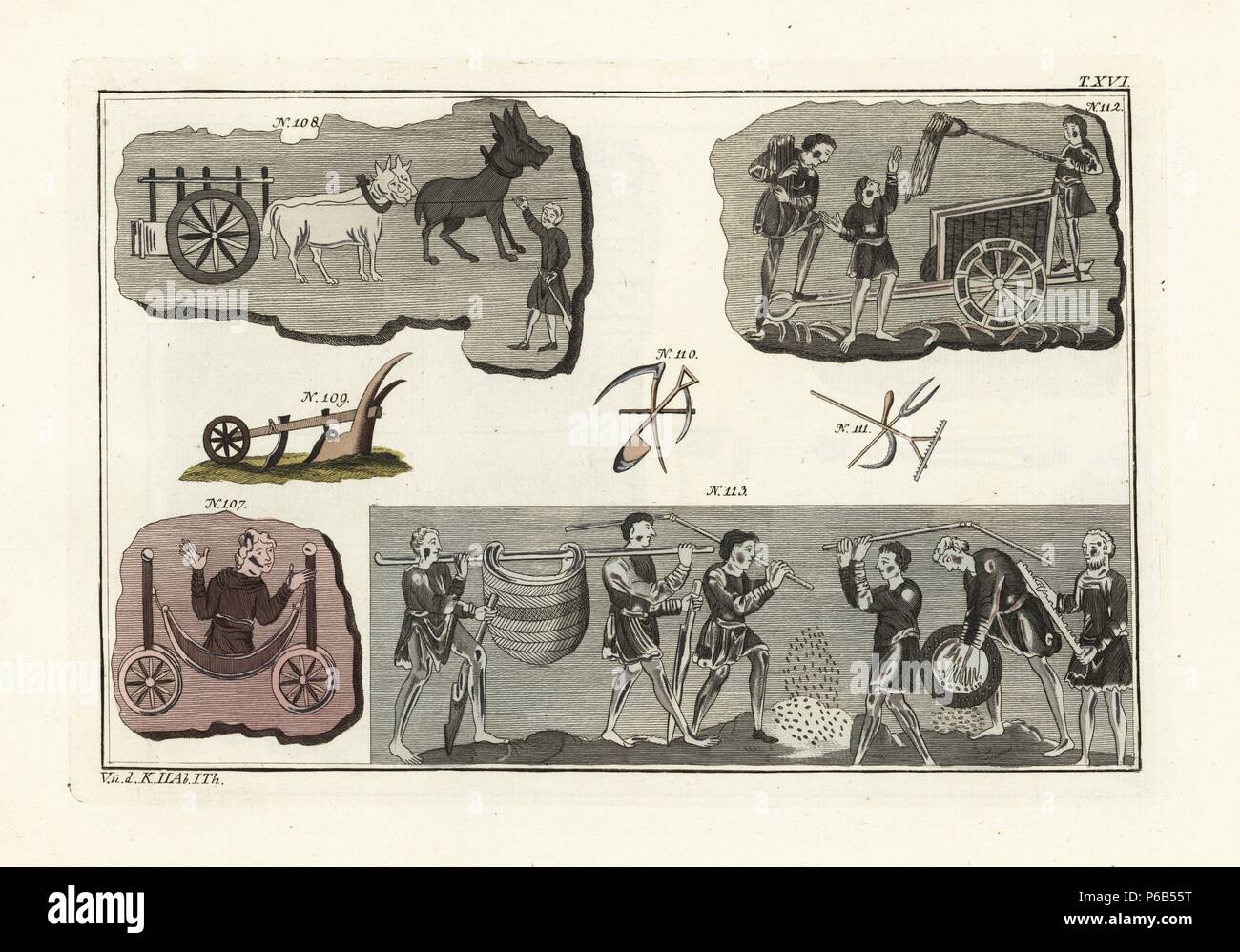 Anglo Saxon agriculture: four-wheel wagon 107, two-wheel wagon 108 ...