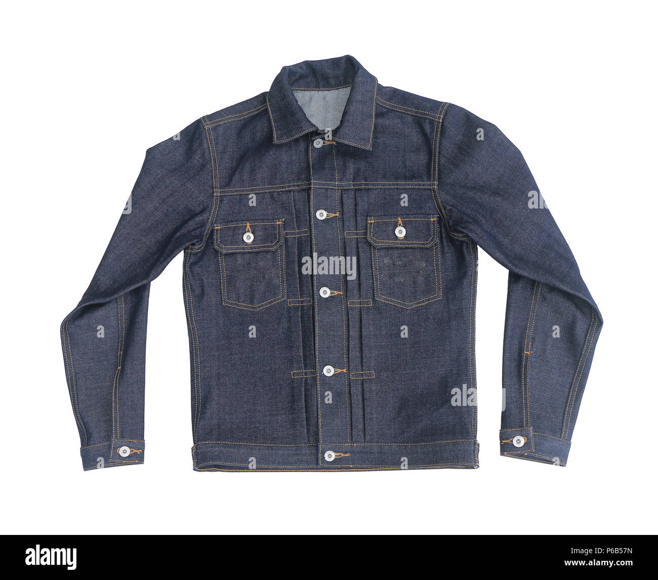 Close up jeans denim jacket isolated on white background Stock Photo ...