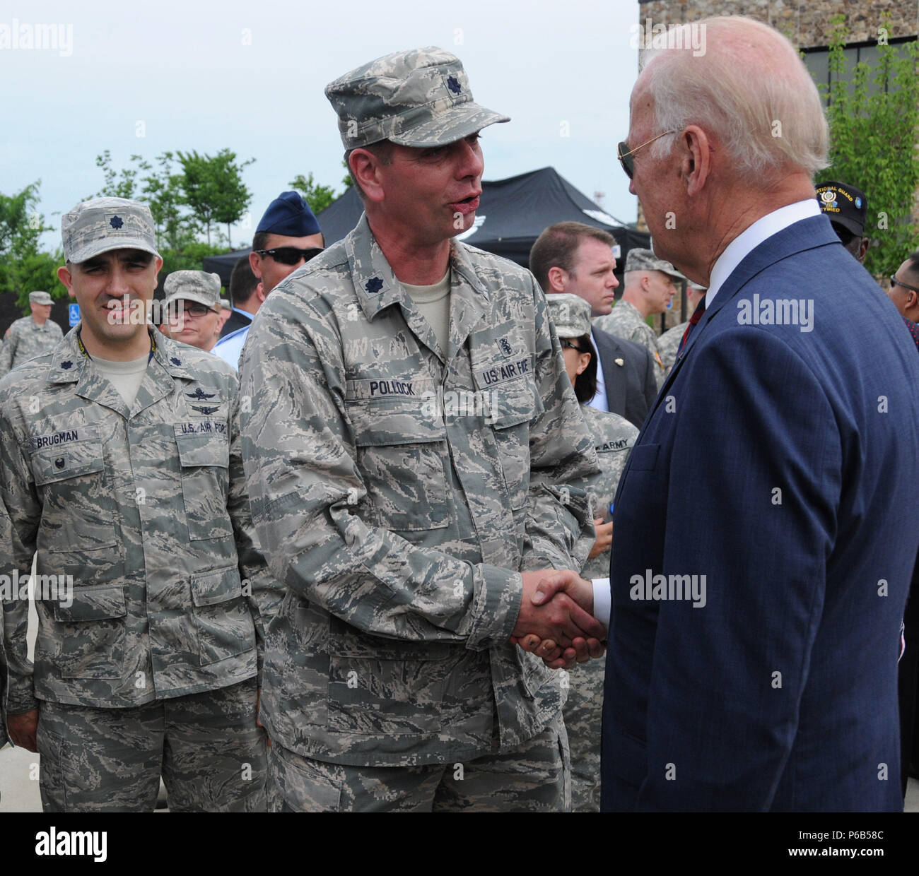 NEW CASTLE, DE- U.S. Vice President Joe Biden is greeted by Lt. Col ...