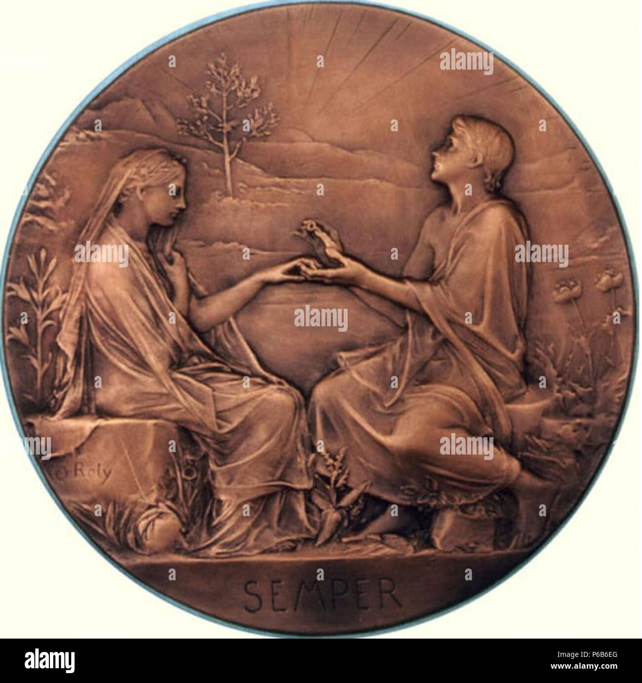 1895 Oscar Roty Medaille-mariage Hochzeitsmedaille SEMPER Stock Photo ...