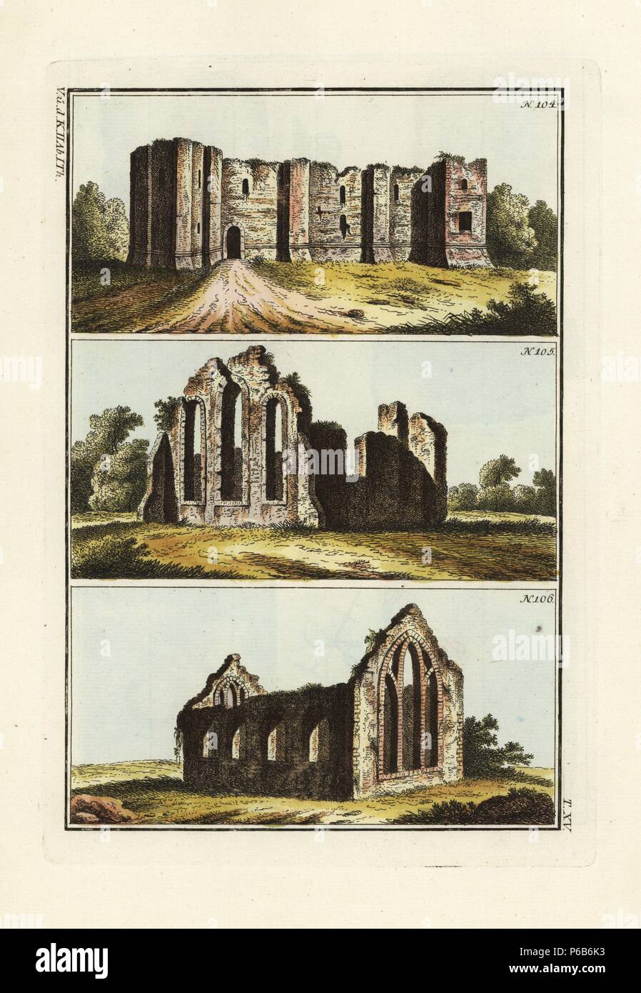 Essex ruins: Colchester castle viewed from the east 104, Bainton chapel ...