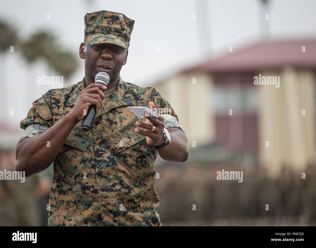 U.S. Marine Corps Sgt. Maj. Dennis Campbell, the outgoing 15th Marine ...