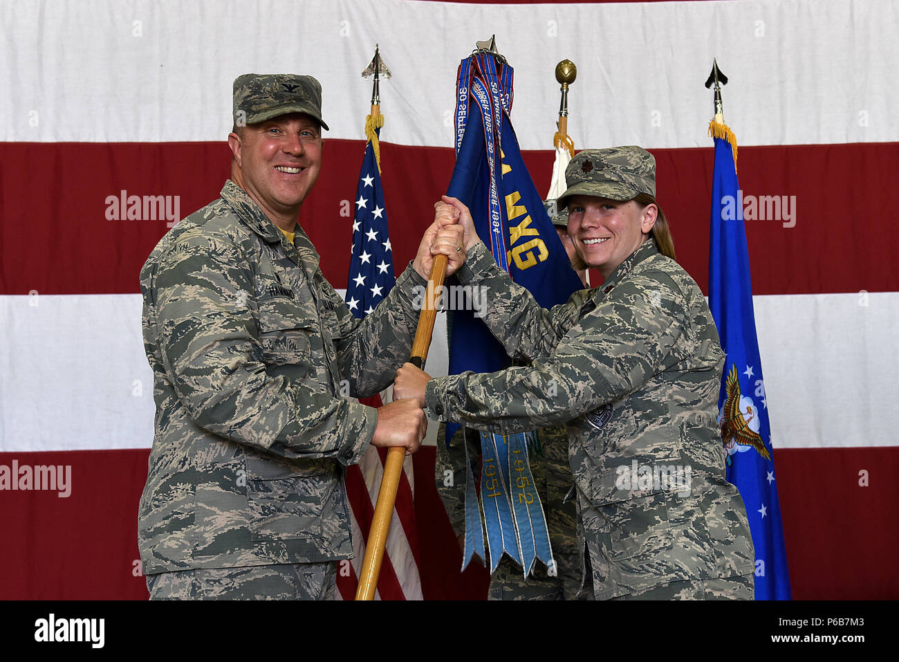 U.S. Air Force Maj. Kristen Torma receives the 51st Maintenance ...