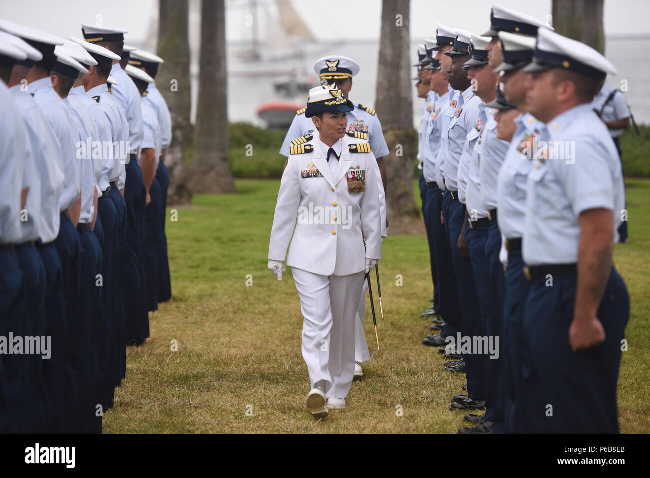 Capt. Charlene L. Downey conducts an inspection of Coast Guard Sector ...