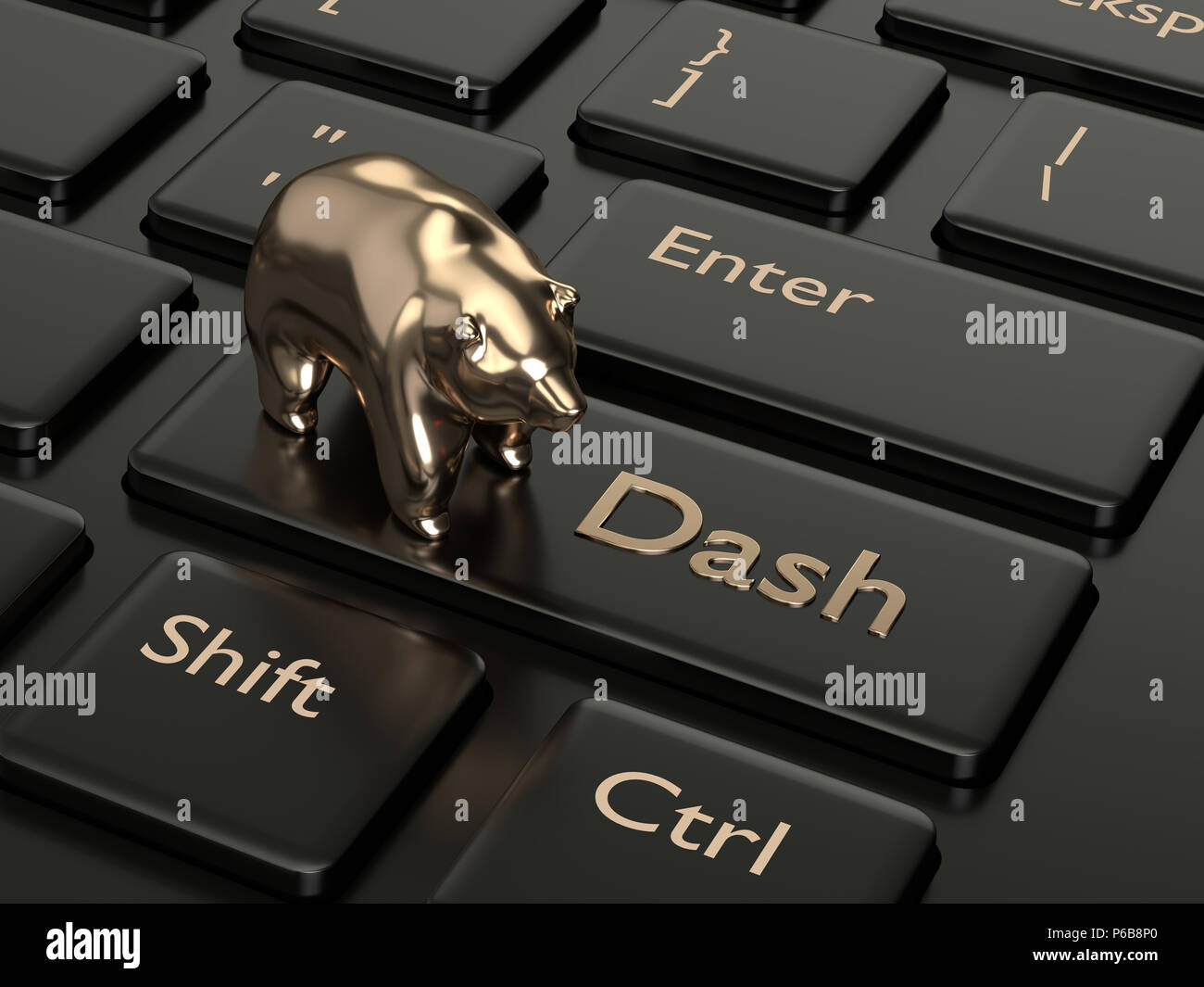 3d render of computer keyboard with Dash button and bear ...