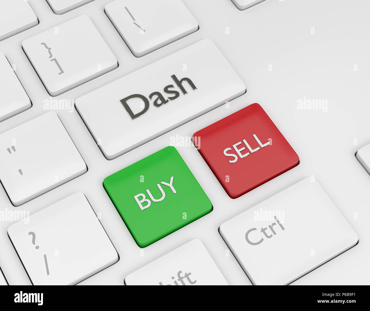 3d render of computer keyboard with Dash button. Cryptocurrencies ...
